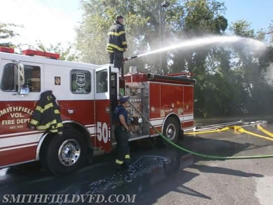 Trash Truck Fire at Station 50 - Smithfield Volunteer Fire Department